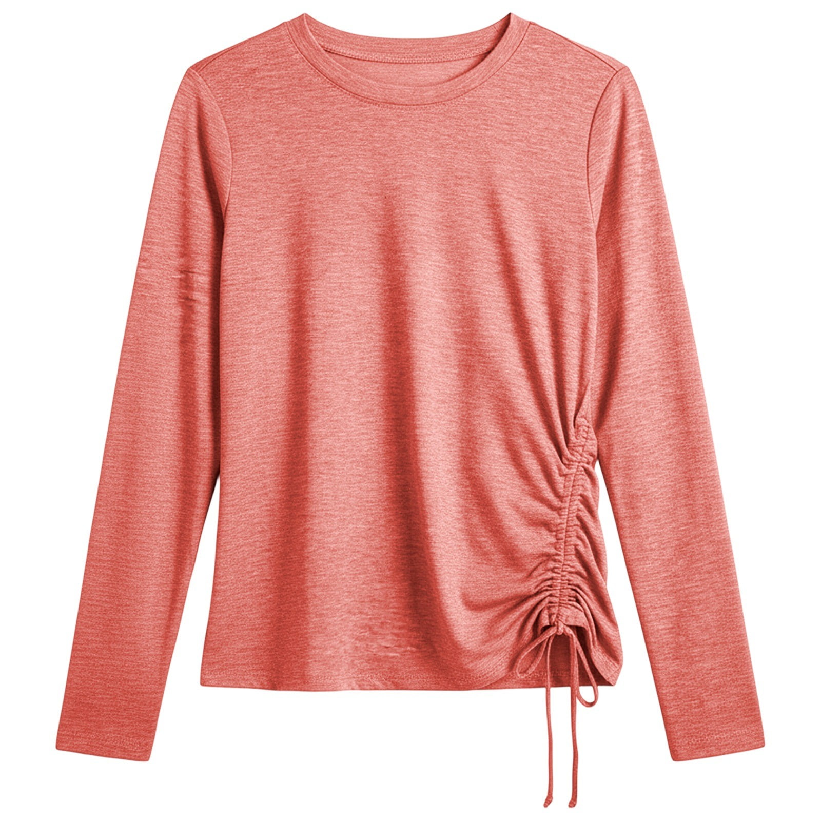 DHFJKG Long Sleeve Shirts For Women Crop Top Round Neck Slim Fit ...