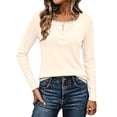 DHFJKG Long Sleeve Shirts For Women Lace Trim Patchwork Ribbed Loose ...