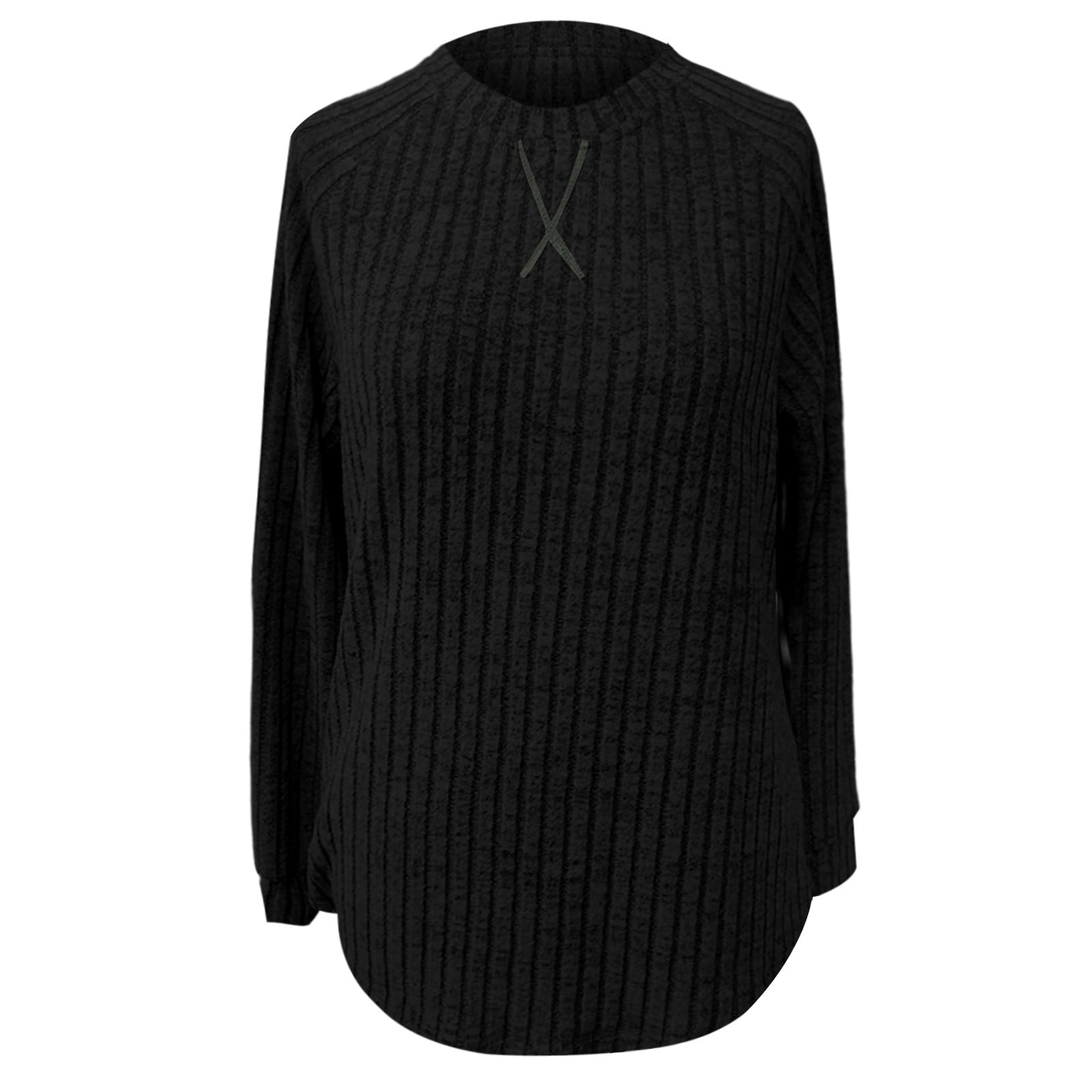 DHFJKG Long Sleeve Shirts For Women Ribbed Loose Fit Round Neck ...