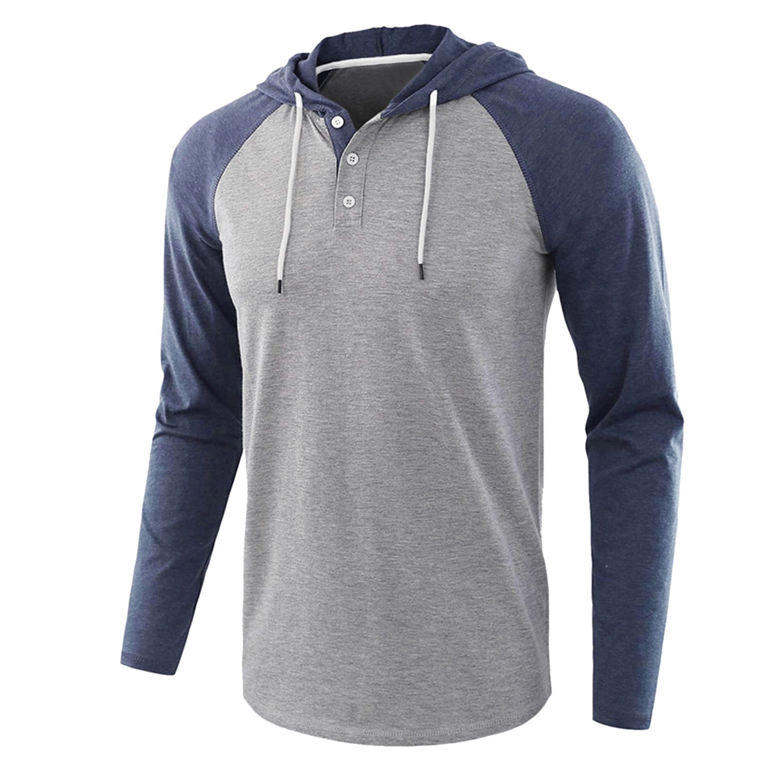DHFJKG Men'S Casual T-Shirt Block Color Short Sleeve Front Button ...
