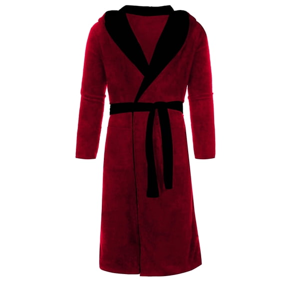 DHFJKG Men's Winter Bathrobe Long Sleeve Hooded Lace Up Shawl ...