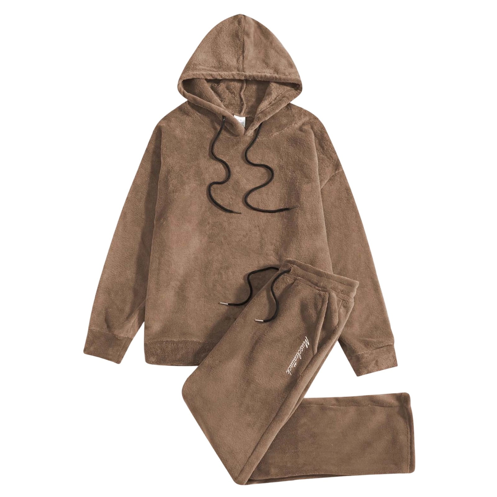 DHFJKG Mens 2 Piece Sweatsuit Hoodie Fluffy Insulated Pullover Loose ...