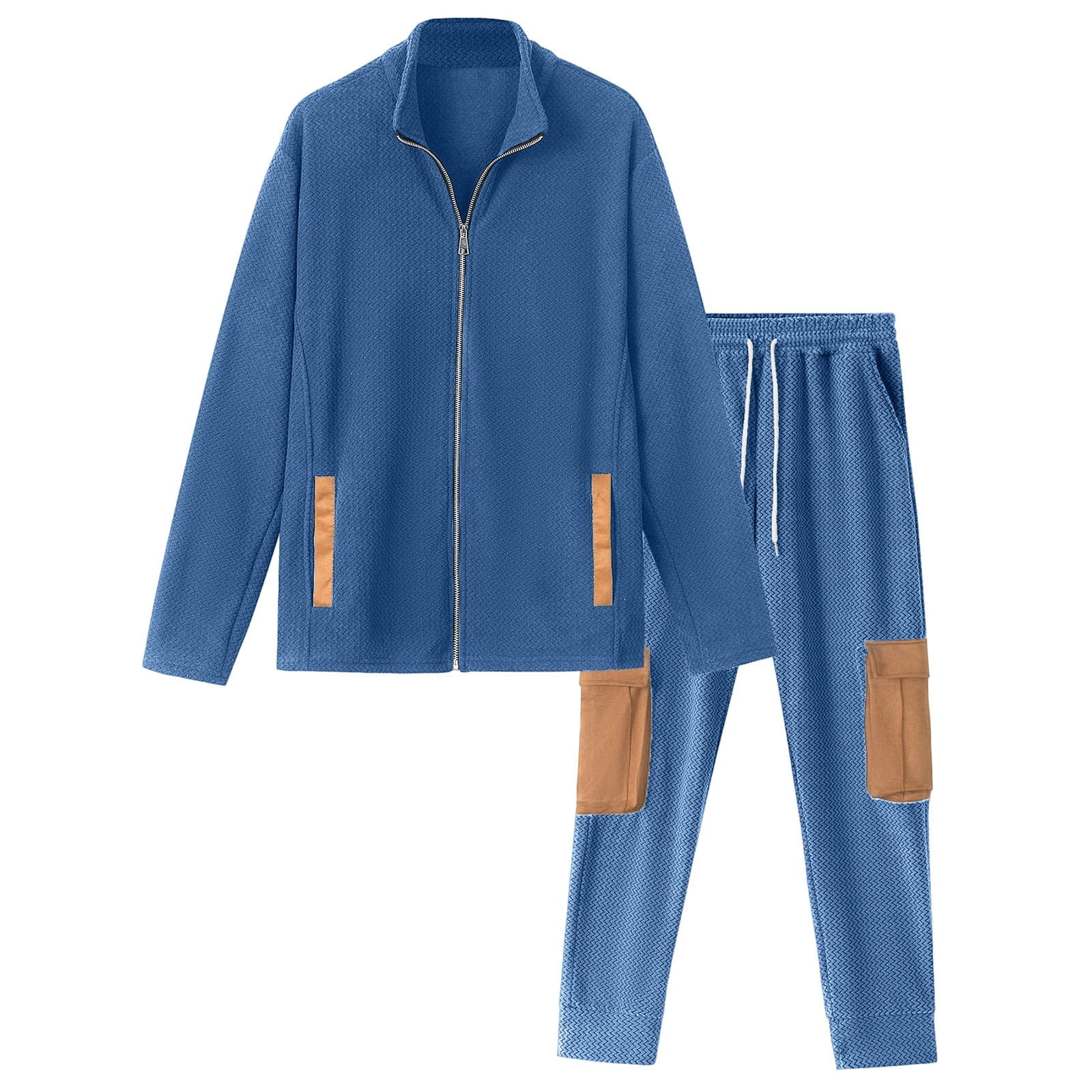 DHFJKG Mens 2 Piece Sweatsuit Stand Collar Long Sleeve Zip Up Jackets ...
