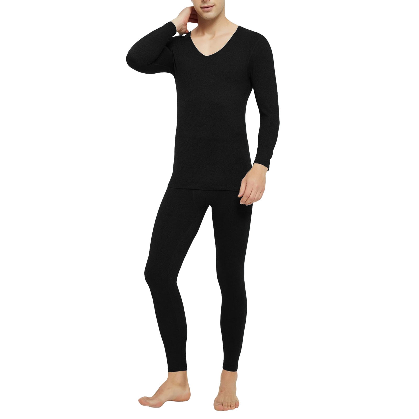 DHFJKG Mens Thermal Base Layer Long John Set Fuzzy Lining Warm ...