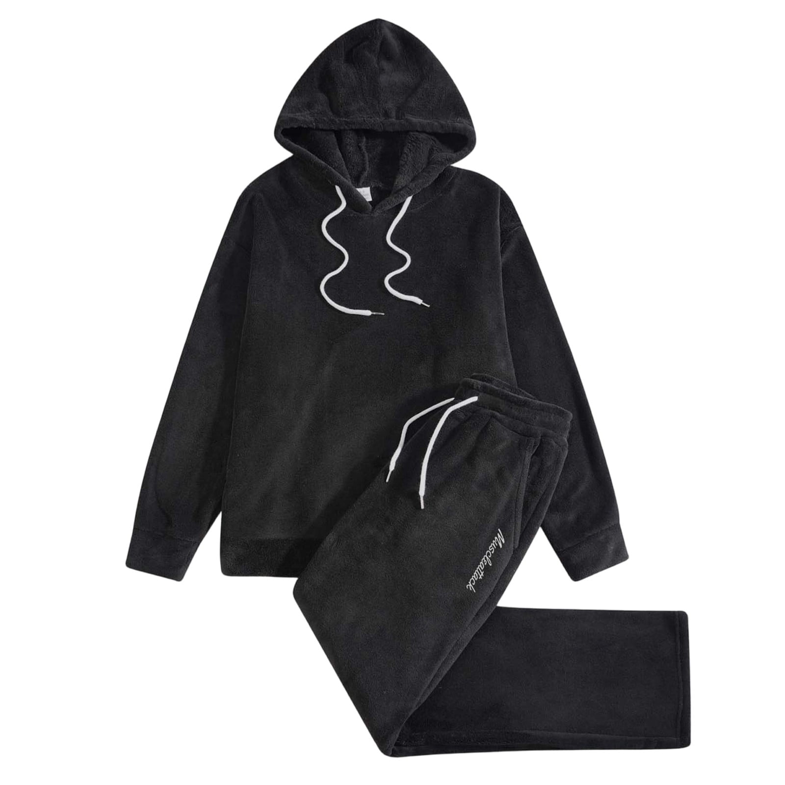 DHFJKG Mens Tracksuit 2 Piece Set Hoodie Fluffy Insulated Pullover ...
