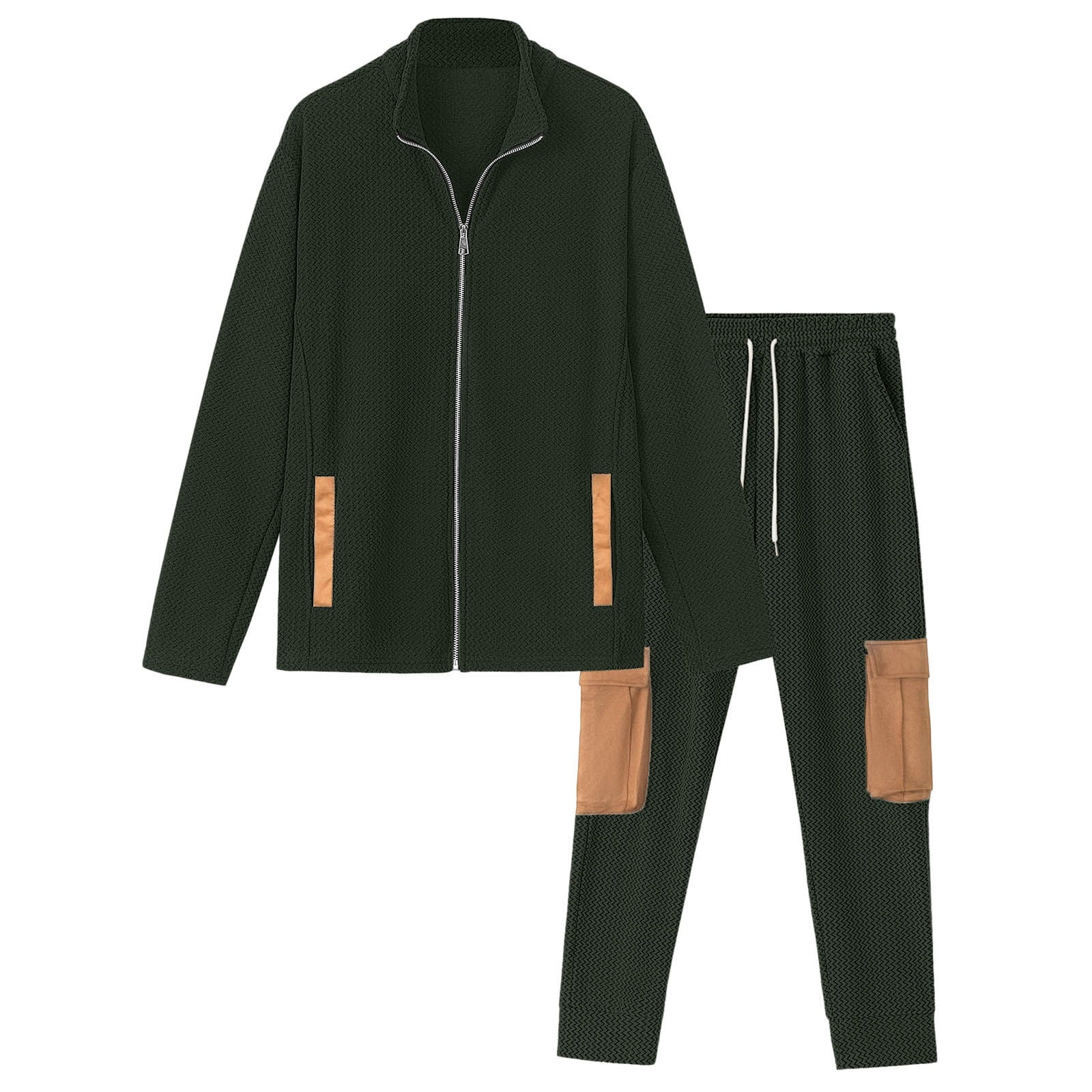 DHFJKG Mens Tracksuit 2 Piece Set Stand Collar Long Sleeve Zip Up ...