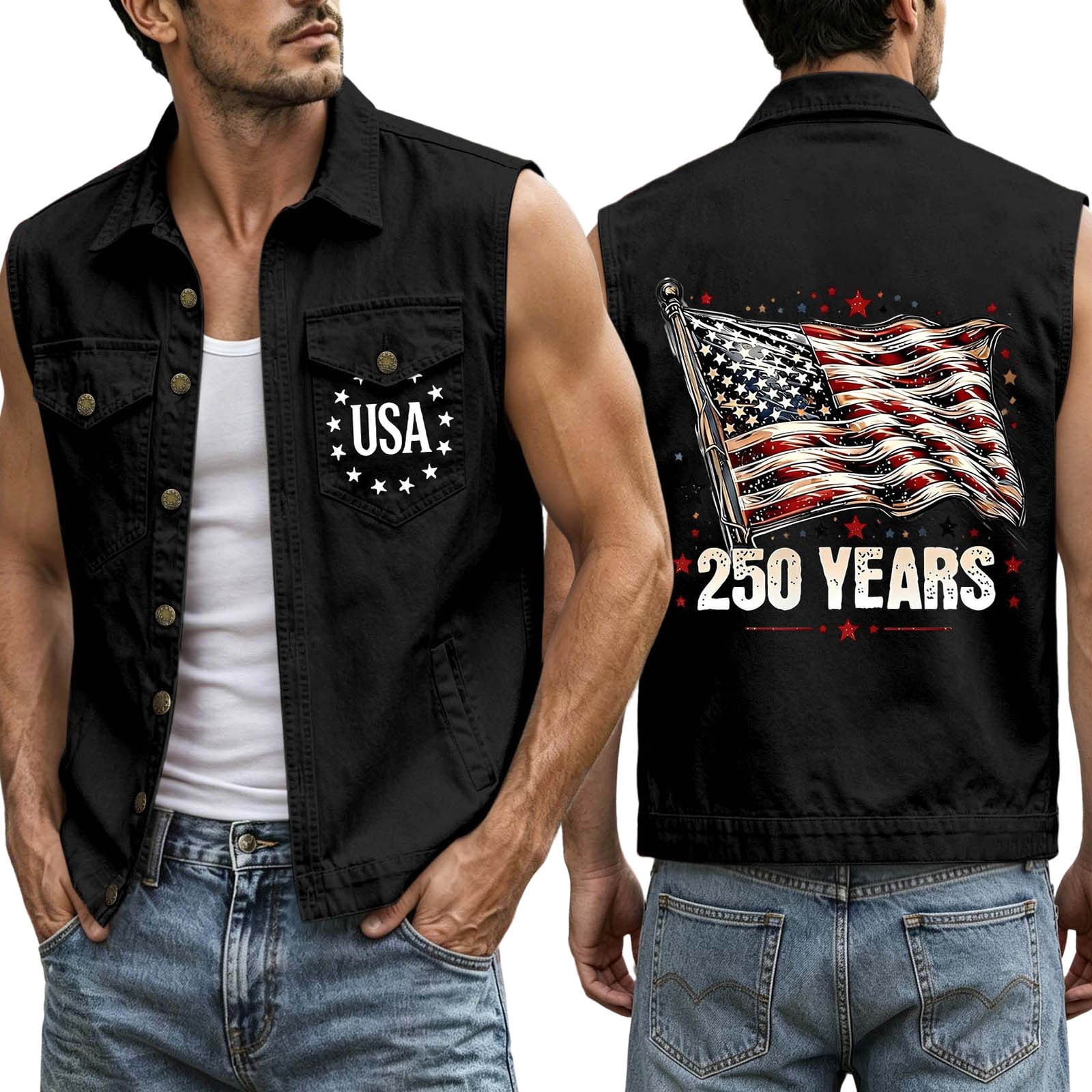 DHFJKG Mens Vest 250 Years Anniversary USA 4Th Of July Sleeveless ...