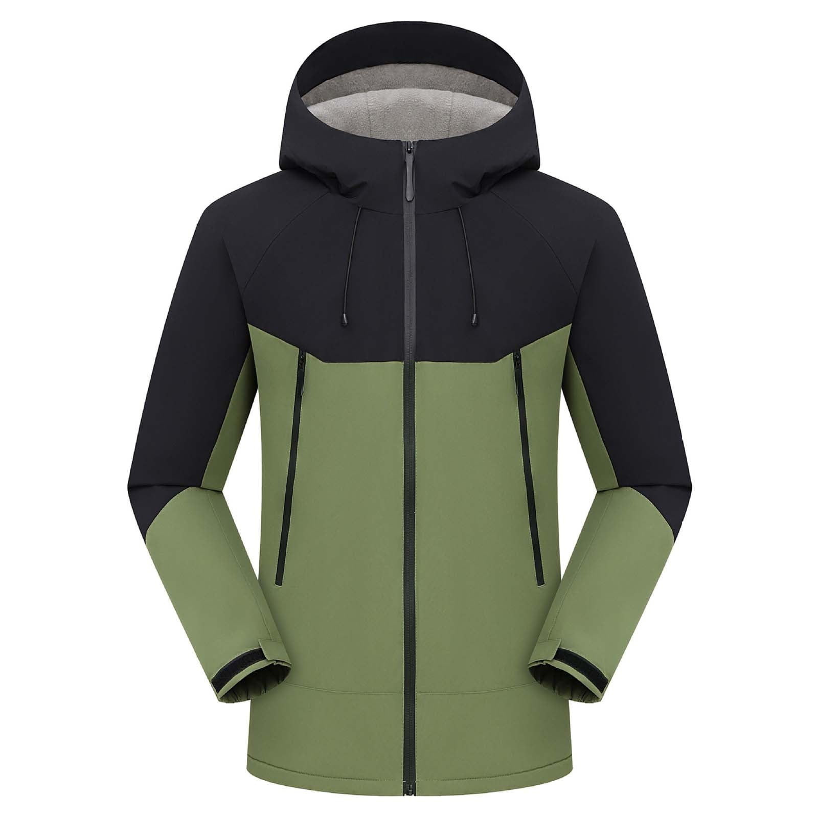 DHFJKG Mens Windbreaker Hardshell Jacket Fuzzy Lining Windproof Hooded ...