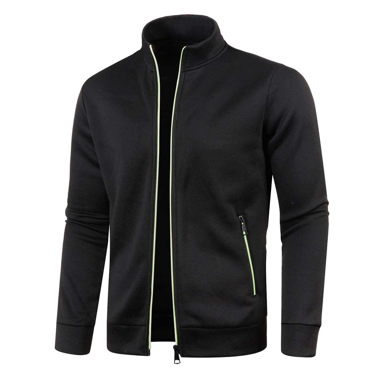 DHFJKG Mens Zip Up Bomber Jacket Lightweight Casual Stand Collar Solid ...