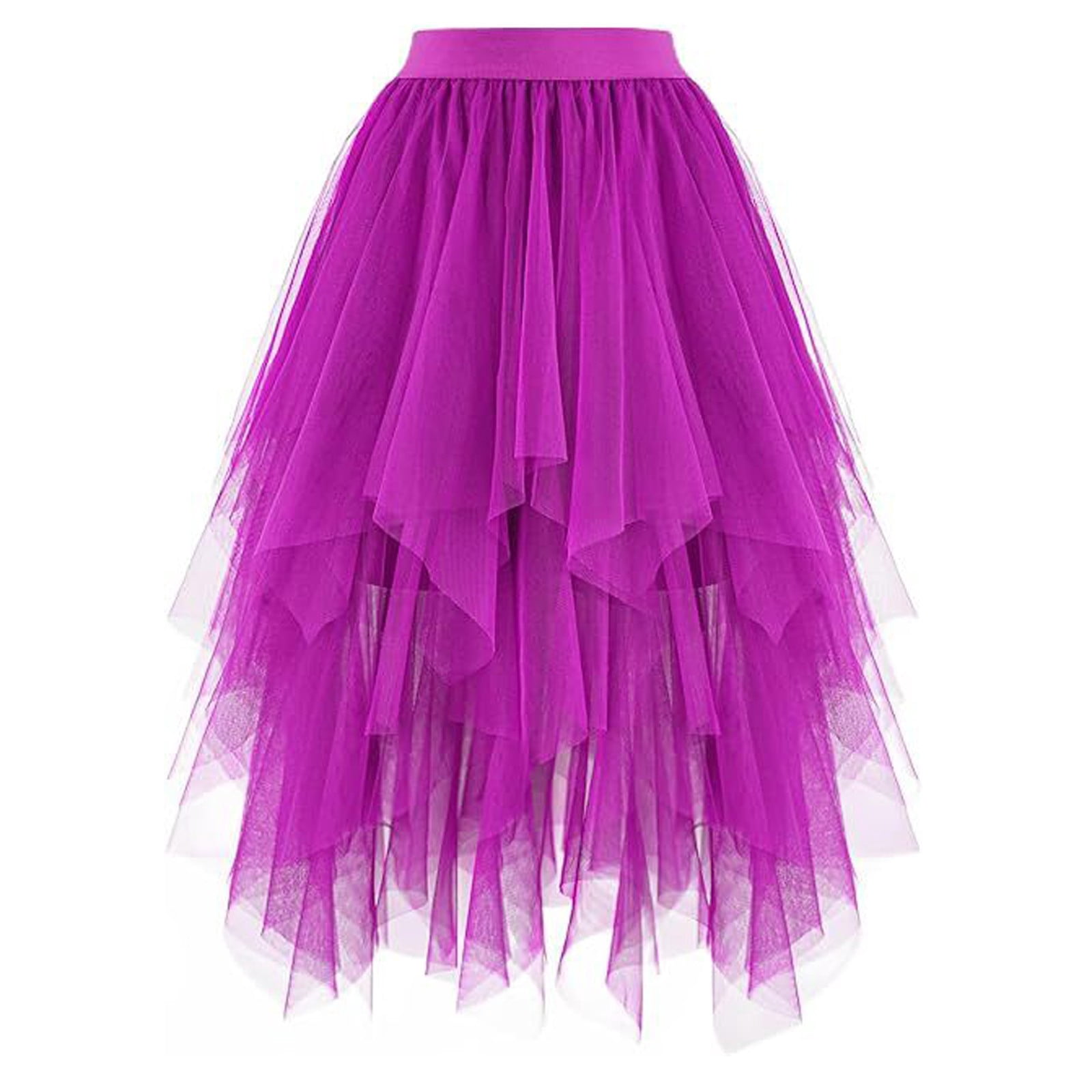 DHFJKG Mesh Layered Midi Skirt Women Tutus Irregular Hem Lightweight ...