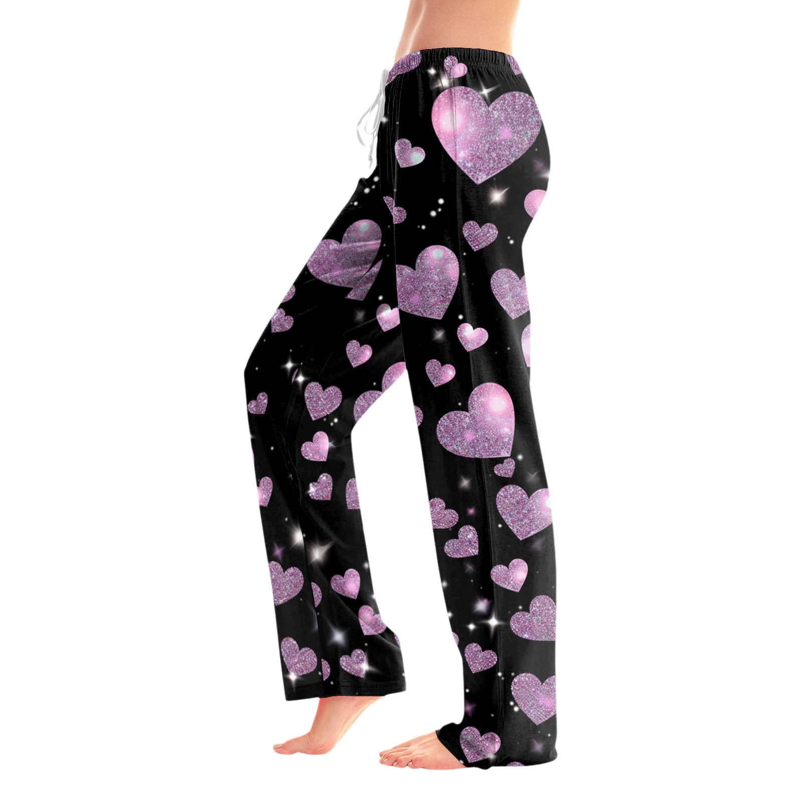 DHFJKG Pajama Pants Women Heart Print Long Pj Bottoms Valentine's Day ...
