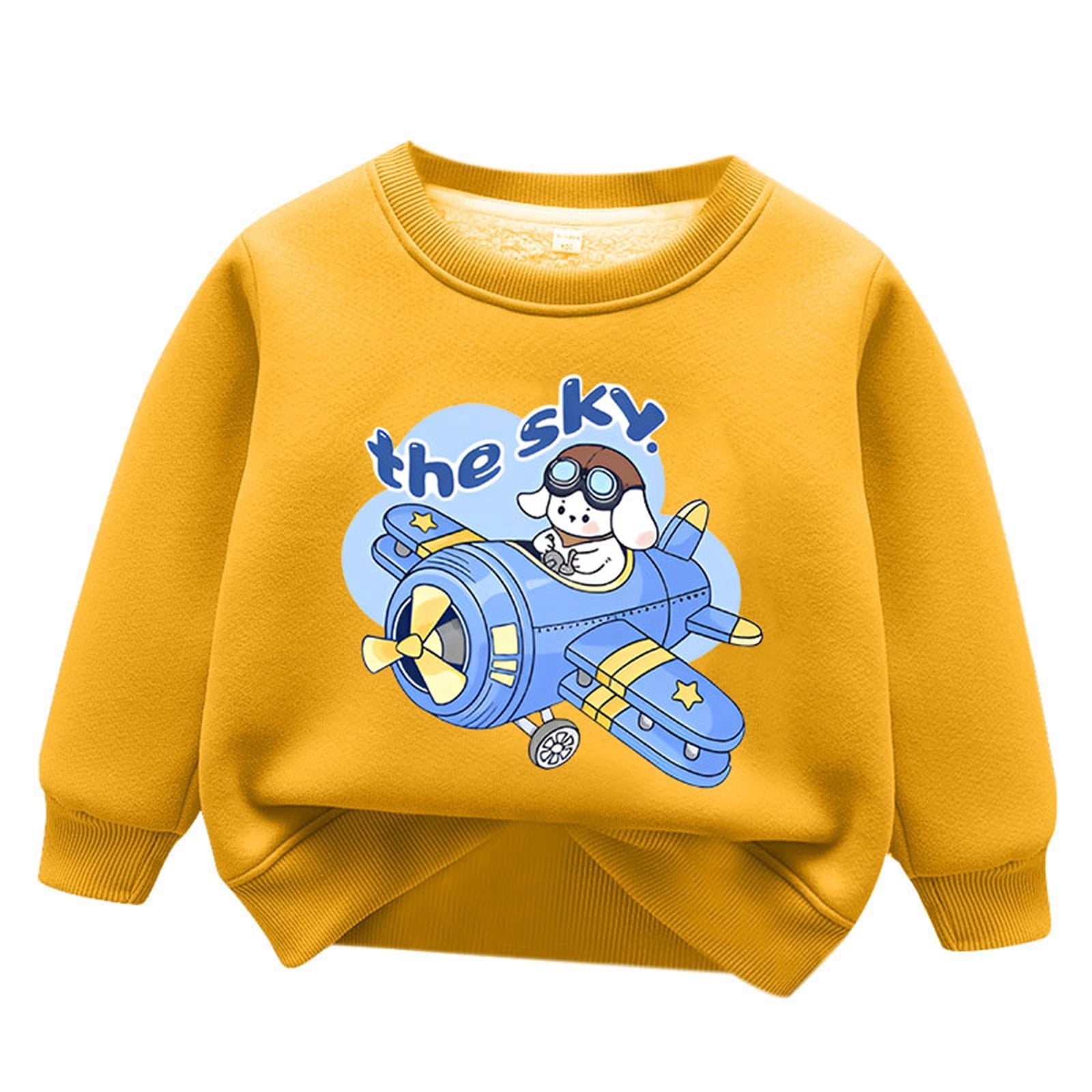 DHFJKG Pullover Child Boys Girls Cartoon Helicopter Printed Round Neck ...