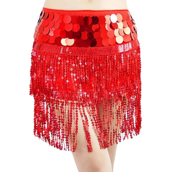 DHFJKG Skirts For Women Glitter Sequins Sparkly Tassels Wrap Lace Up ...
