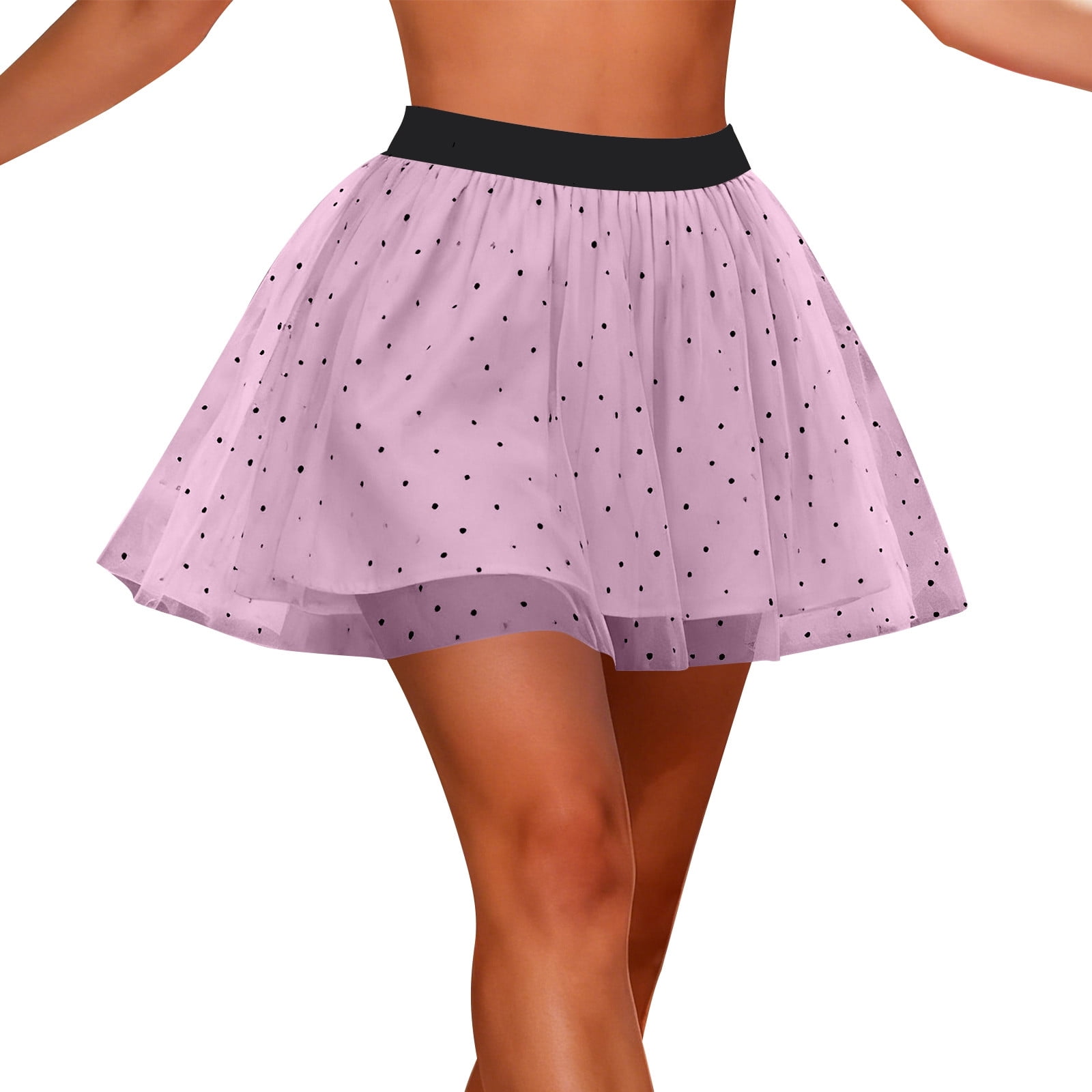 DHFJKG Skirts For Women Tutu Mesh A-Line Mini Skirt Polka Dot Elastic ...