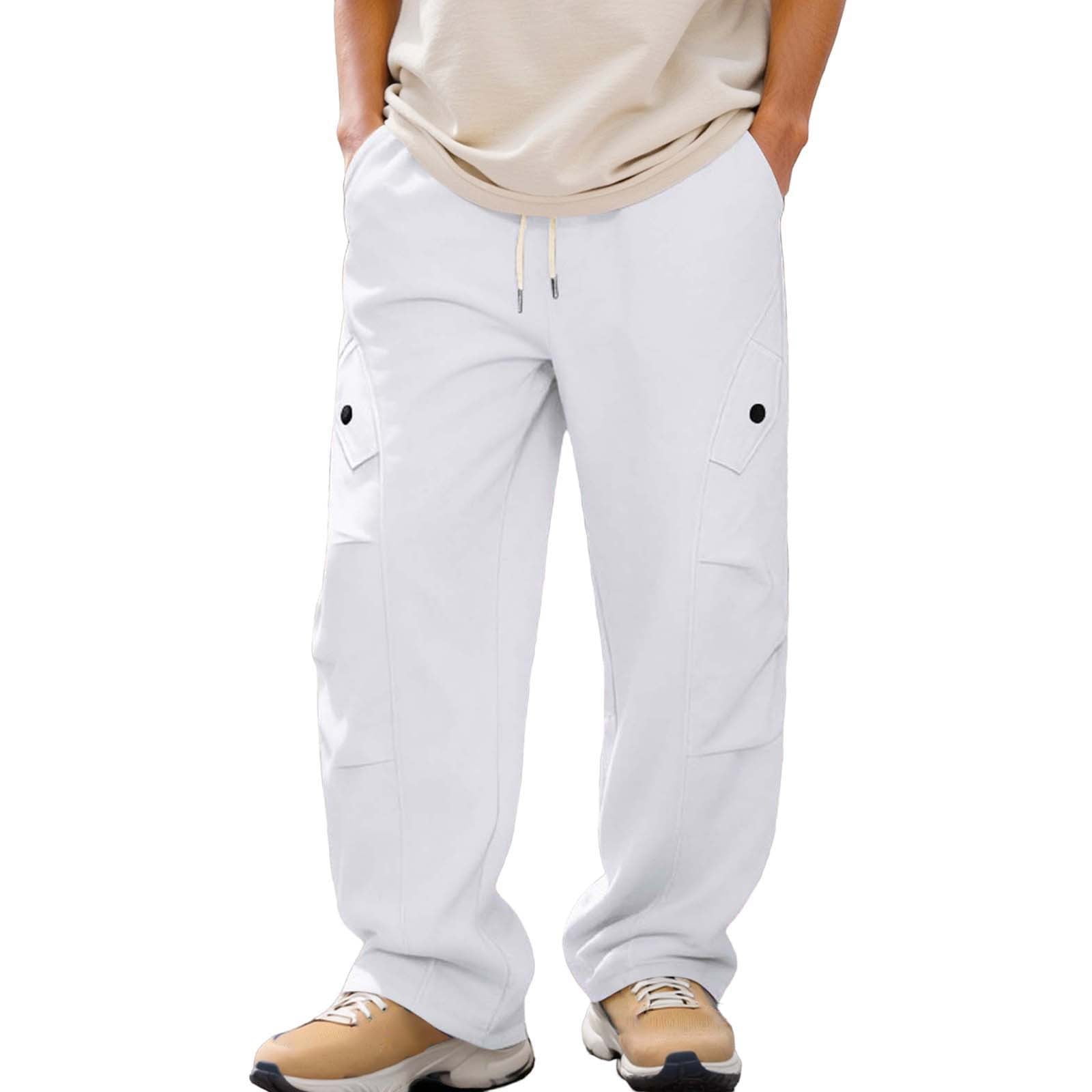 DHFJKG Sweatpants For Men Cargo Jogger Pants Wide Leg Solid Color ...