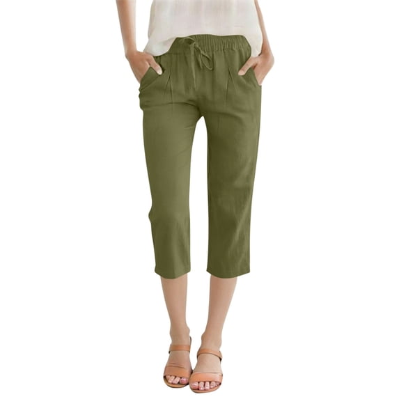 DHFJKG Sweatpants Women Jogger Pants Soft Linen Solid Color Loose Fit ...