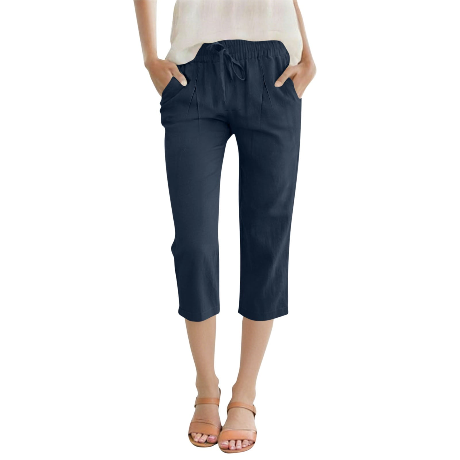 DHFJKG Sweatpants Women Jogger Pants Soft Linen Solid Color Loose Fit ...