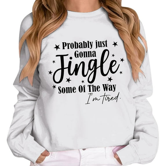 DHFJKG Sweatshirt For Women Funny Letter Print Round Neck Long Sleeve ...