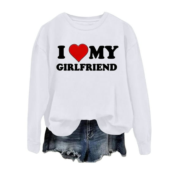 DHFJKG Sweatshirt For Women Men Valentine's Day Letter Print Crewneck ...