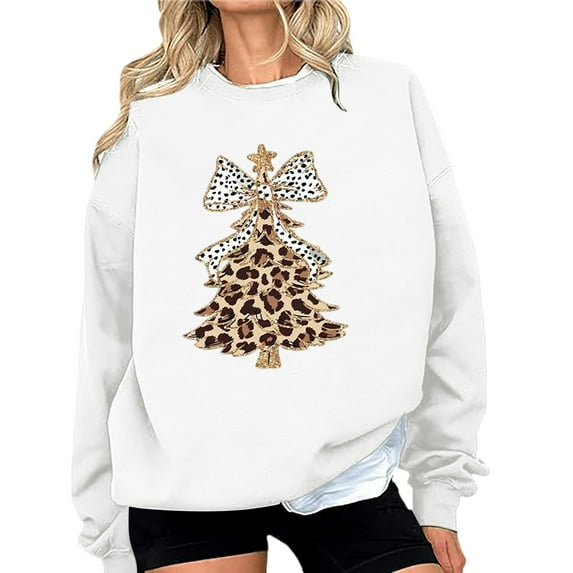 DHFJKG Sweatshirts For Women Leopard Graphic Crewneck Pullover Long ...