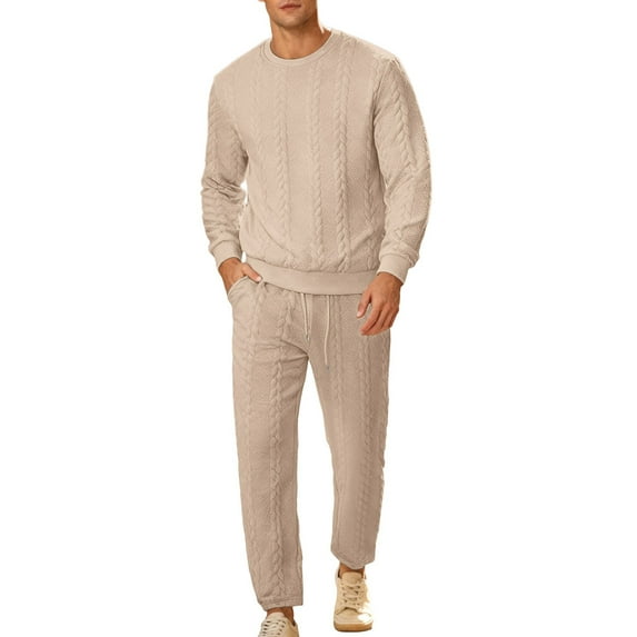 DHFJKG Sweatsuits Mens Sweatshirt Long Sleeve Jacquard Pulover Straight ...