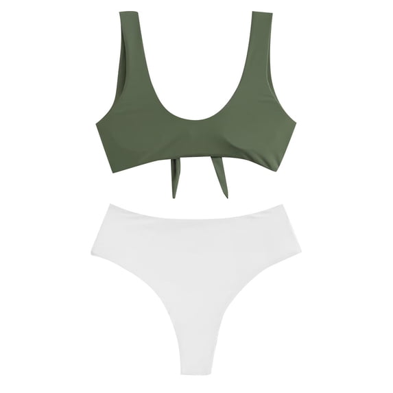 DHFJKG Swim Suits For Women 2026 Solid Color Bikini Set Twist Front ...