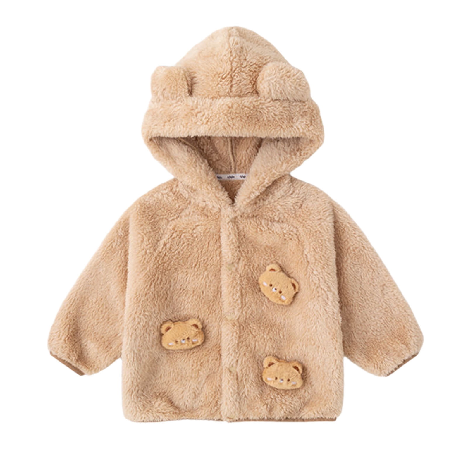 DHFJKG Thick Autumn Coat Boys Girls Warm Cute Bear Ears Hooded Jacket For Kids Fall Stylish And ...