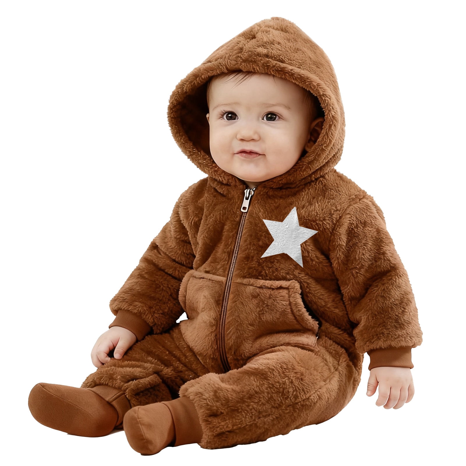 DHFJKG Toddler Baby Flannel Jumpsuit Infant Unisex Fluffly Shaggy Long ...