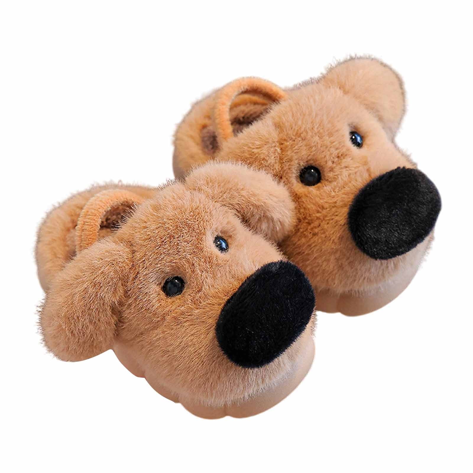 DHFJKG Toddler Baby Winter Fuzzy Slippers With Anti-Slip Strap Warm ...