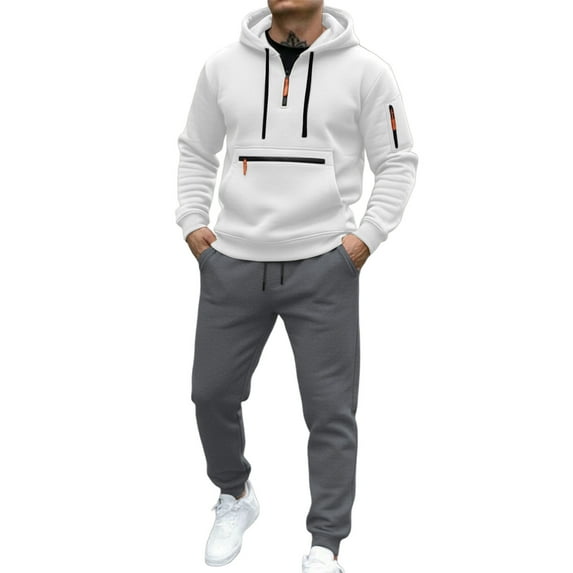 DHFJKG Tracksuit 2 Piece Set Hoodie For Men Track Suits Quarter Zip ...