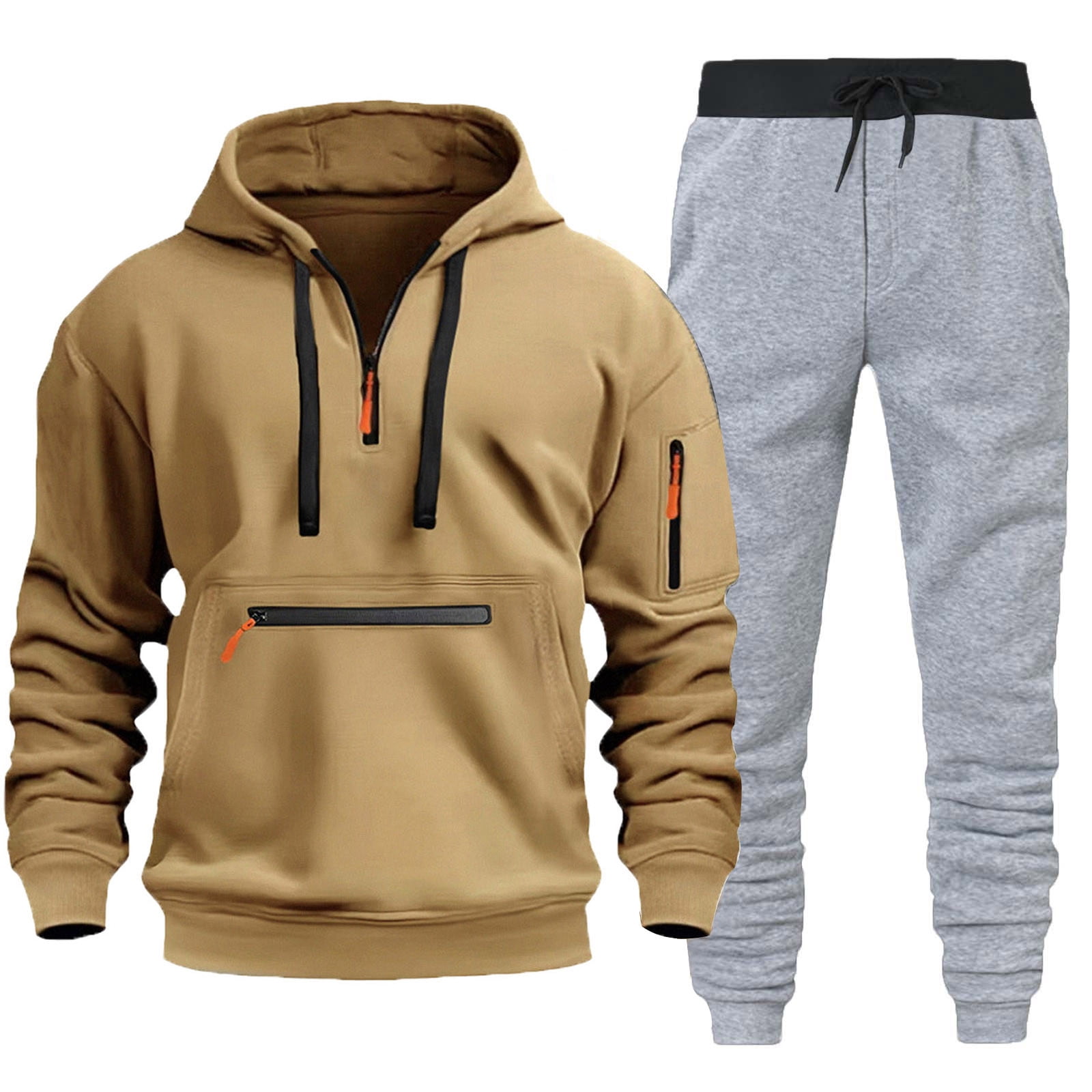 DHFJKG Tracksuit 2 Piece Set Hoodies For Men Jogging Quarter Zip Hooded ...