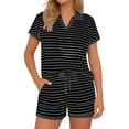DHFJKG Two Piece Sets For Women Summer Loungewear Sets Striped V Neck T ...