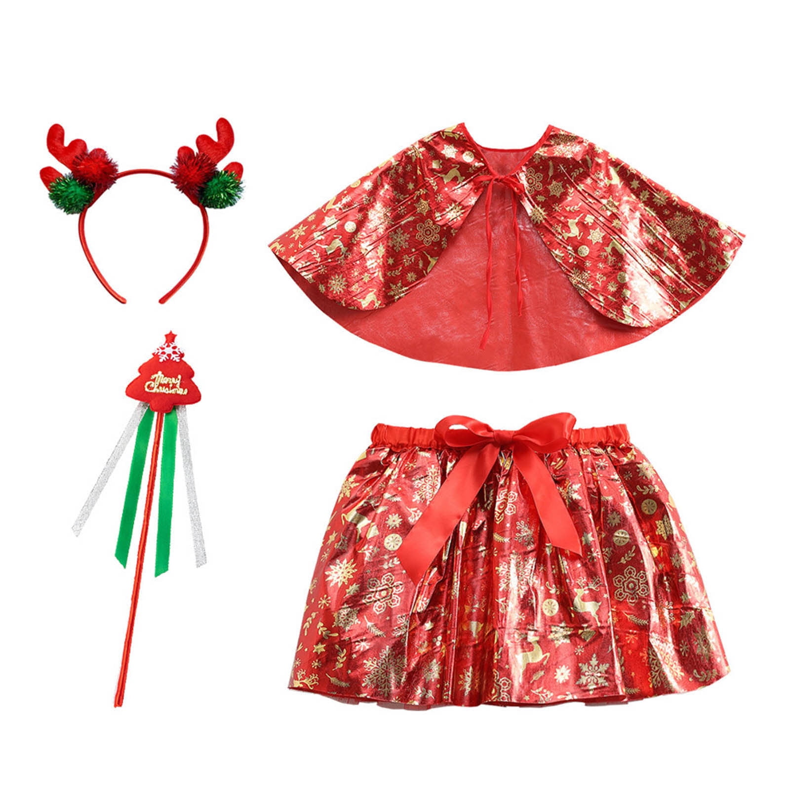 DHFJKG Two Piece Suit Kids Girls Ballet Cloaks Christmas Party Prints ...