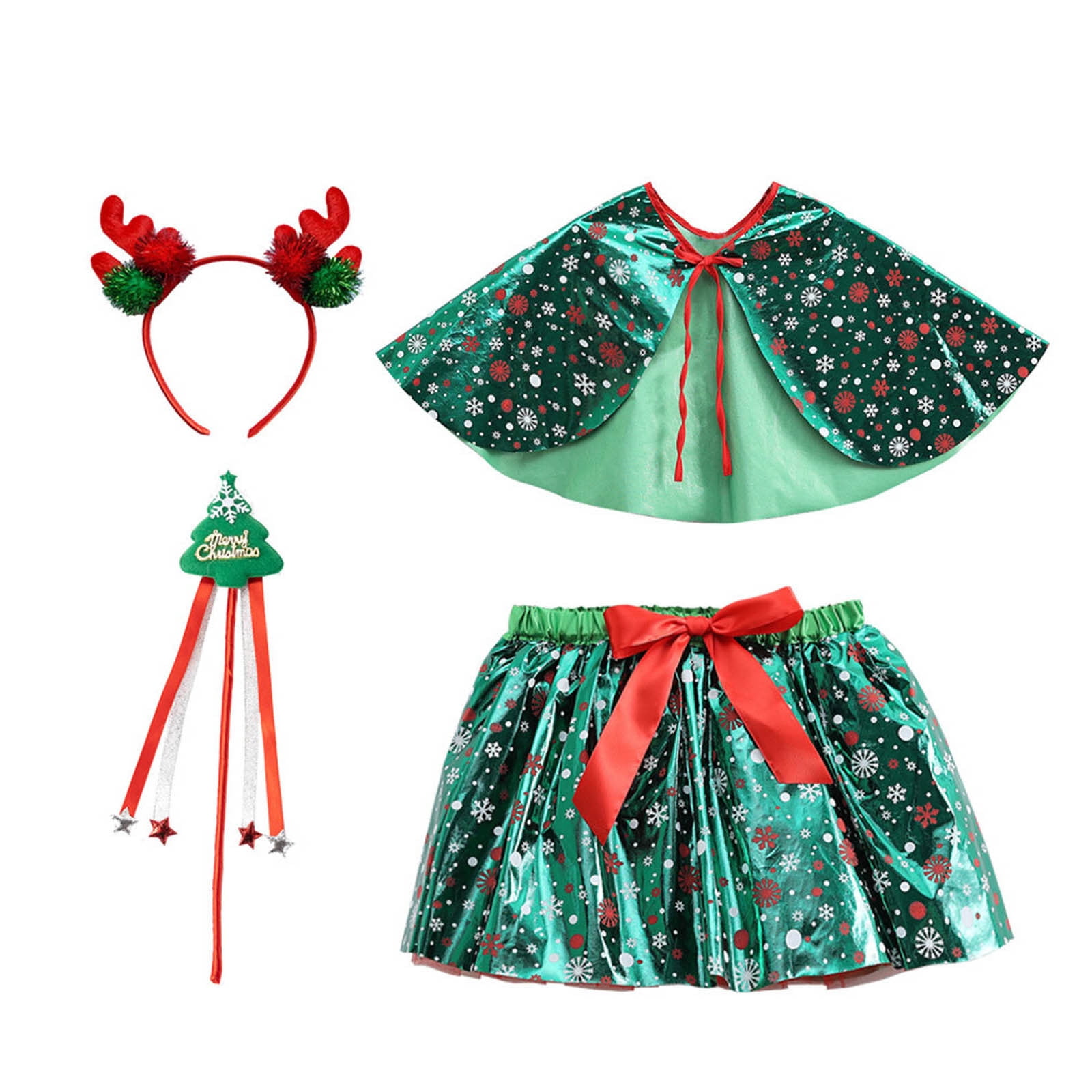 DHFJKG Two Piece Suit Kids Girls Ballet Cloaks Christmas Party Prints ...