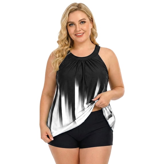 DHFJKG Two Piece Swimwear Women Plus Size Tankini Swimsuits Full ...