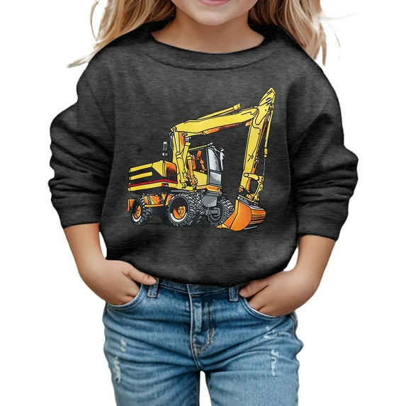 DHFJKG Unisex Kids Sweatshirts Crewneck Lightweight Excavator Print ...