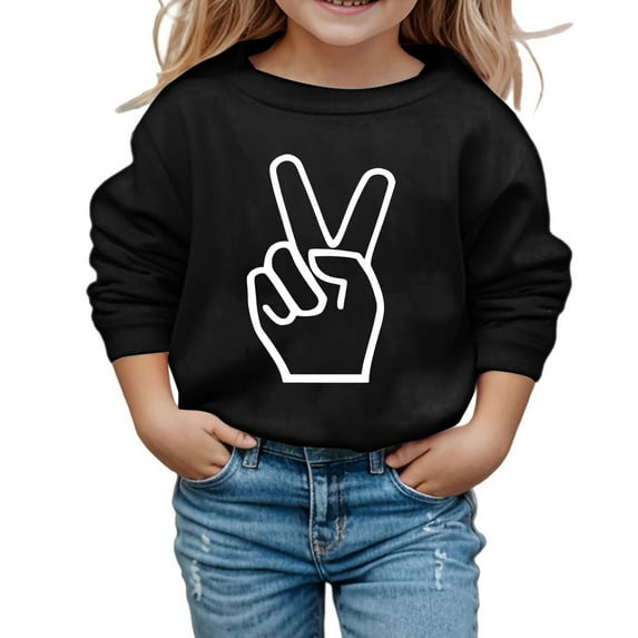 DHFJKG Unisex Kids Sweatshirts Soft Gesture Printed Round Neck Long ...