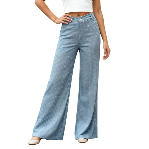 DHFJKG Wide Leg Jeans Women High Waisted Glitter Streetwear Fashion ...
