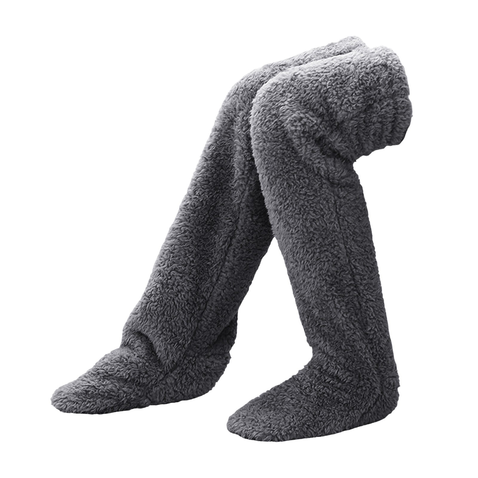 DHFJKG Winter Fluffy Thigh High Socks For Women Fuzzy Leg Cover Solid ...