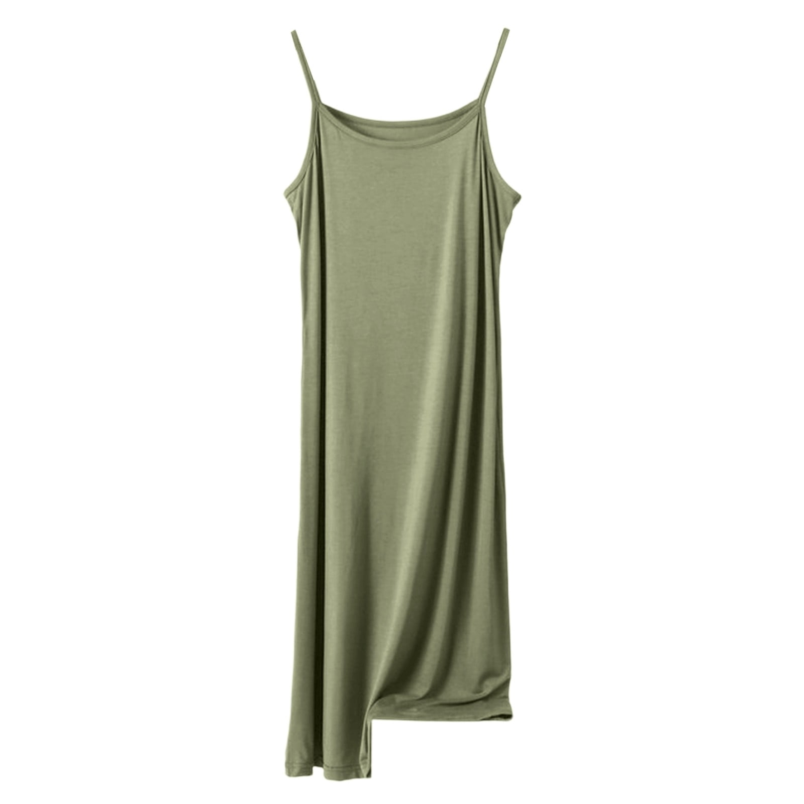 DHFJKG Women'S Casual Dress Solid Color Round Neck Sleeveless Knee ...