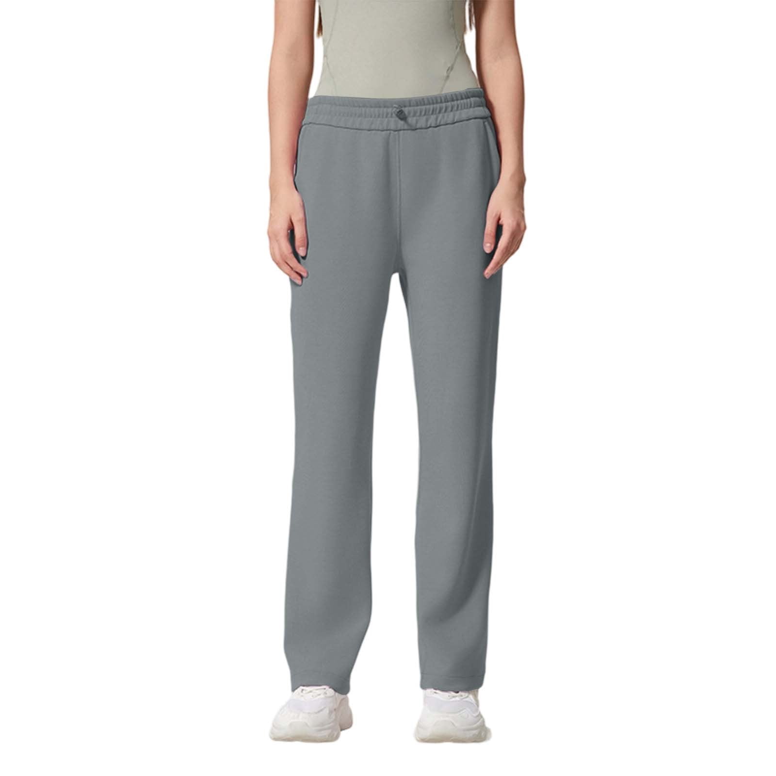 DHFJKG Women'S Casual Pants Solid Color Wide Leg With Pocekts Easy ...