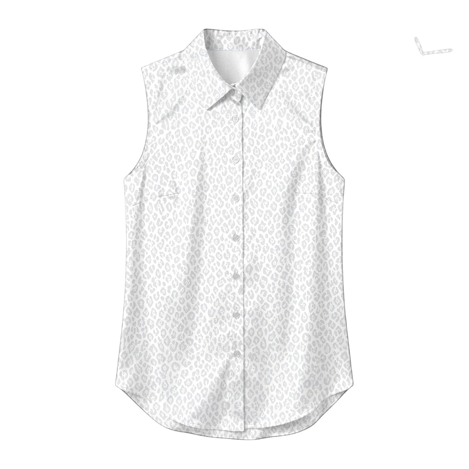 DHFJKG Women Sleeveless Button Down Shirts Silk Satin Leopard Summer ...