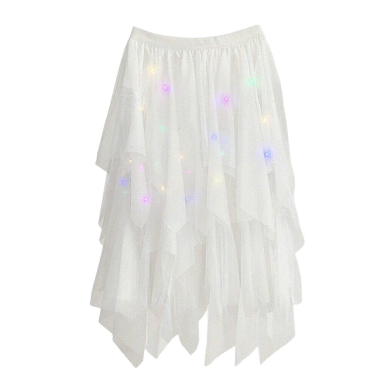 DHFJKG Women Tutus LED Light Up Midi Skirt High Waisted Mesh Layered ...