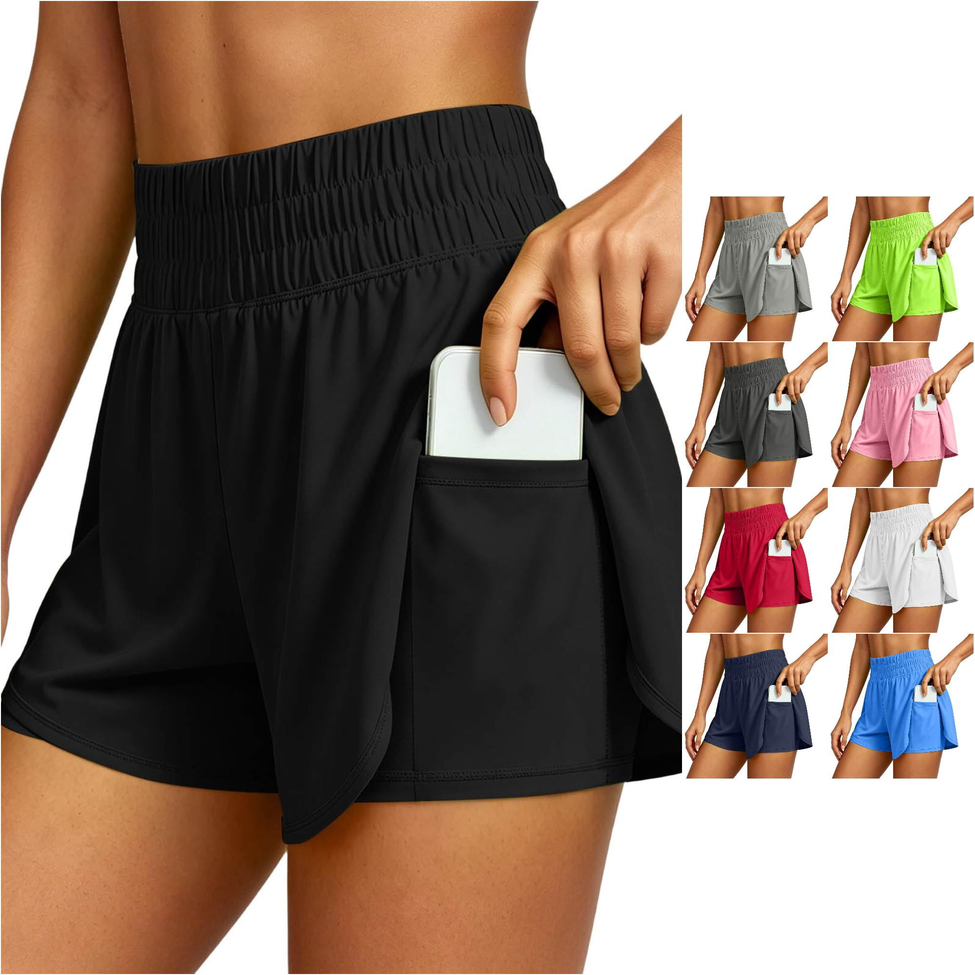 DHFJKG Women's 2 in 1 Running Shorts High Waisted Lightweight Athletic ...