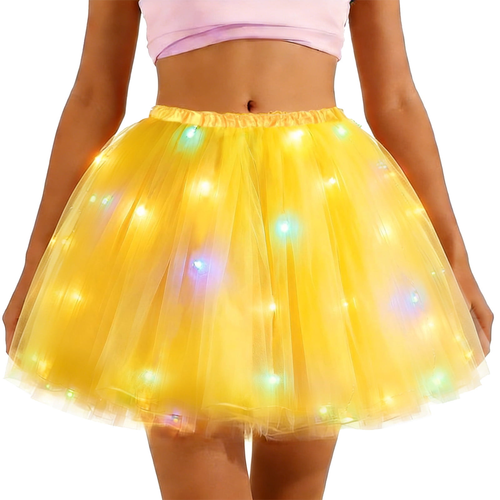 DHFJKG Women's LED Tutu Skirts Layered Ballet Dance Tulle Fluffy Mini ...