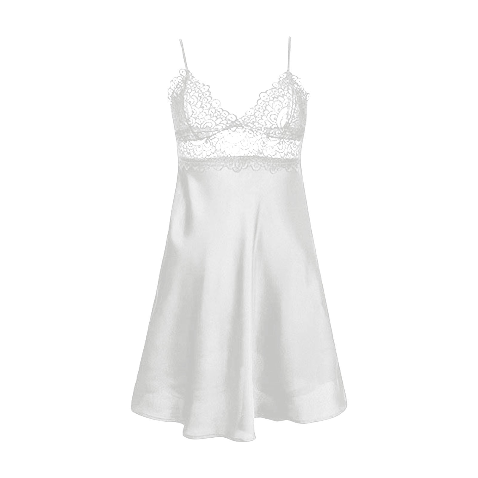 DHFJKG Women's Lace Trim Nightgowns V Neck Spaghetti Strap Sleepwear ...