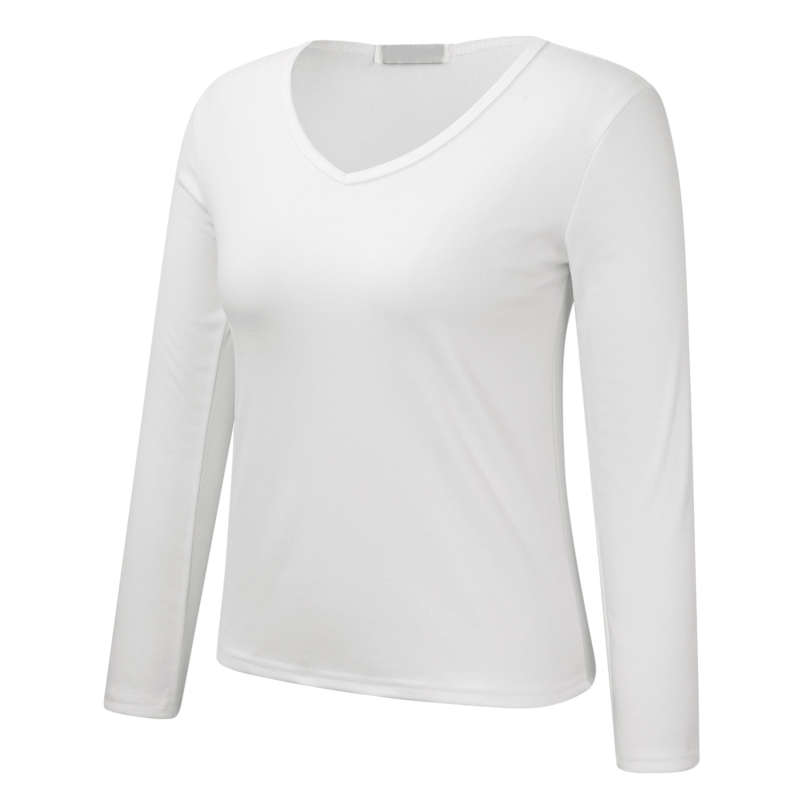DHFJKG Women's Thermal Long Sleeve Shirts Slim Fit Solid Color V-Neck ...