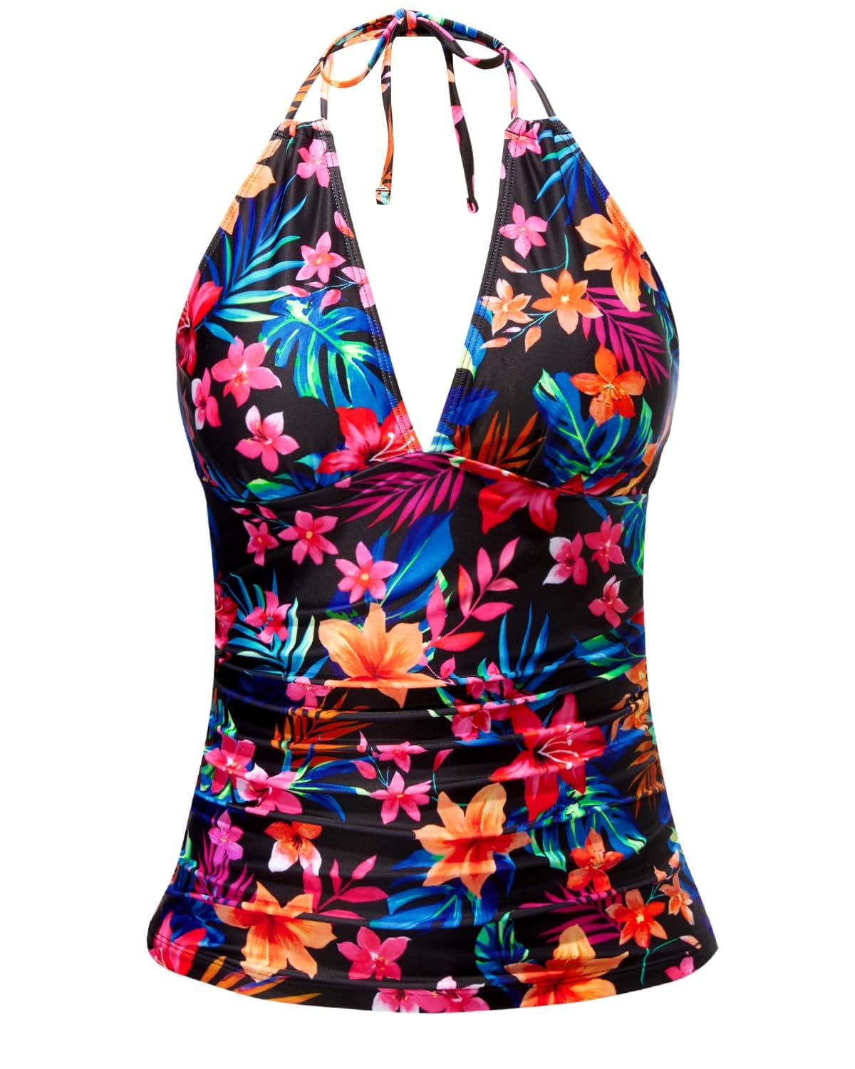 DHFJKG Women's V Neck Halter Tops Y2k Ruched Floral Summer Going Out ...