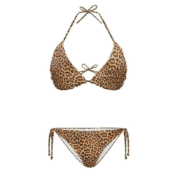 DHFJKG Womens Bikini Set Two Piece Swimsuit Leopard V Neck Triangle ...