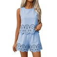 DHFJKG Womens Boho 2 Piece Outfits Summer Hallow Out Sleeveless Tank ...